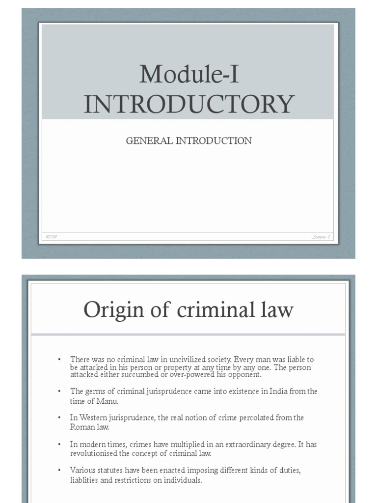 Lecture-1 (General Introduction) Indian Penal Code | PDF | Codification ...