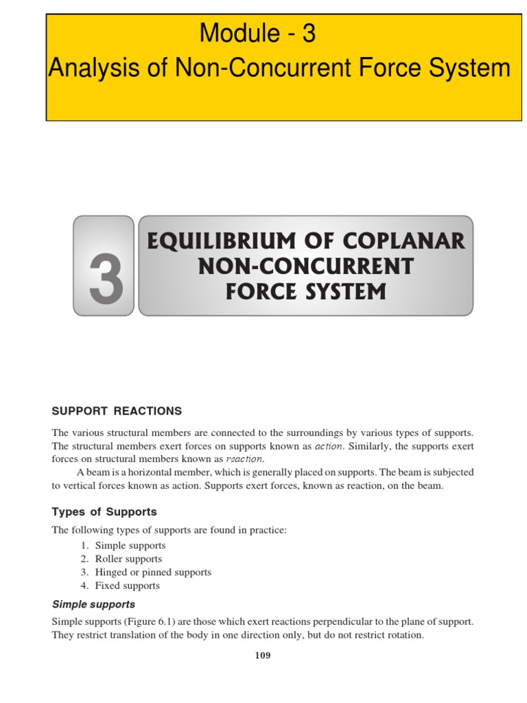 Equilibrium of Coplanar Non-Concurrent Force System | PDF | Beam (Structure) | Rotation