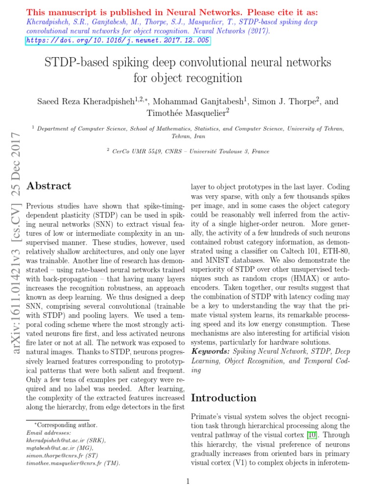STDP-based Neural Networks | PDF | Artificial Neural Network | Action ... STDP-based Neural Networks | PDF | Artificial Neural Network | Action ...