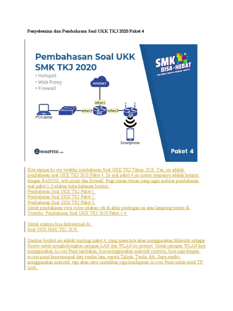 Penyelesaian Dan Pembahasan Soal UKK TKJ 2020 Paket 4 | PDF