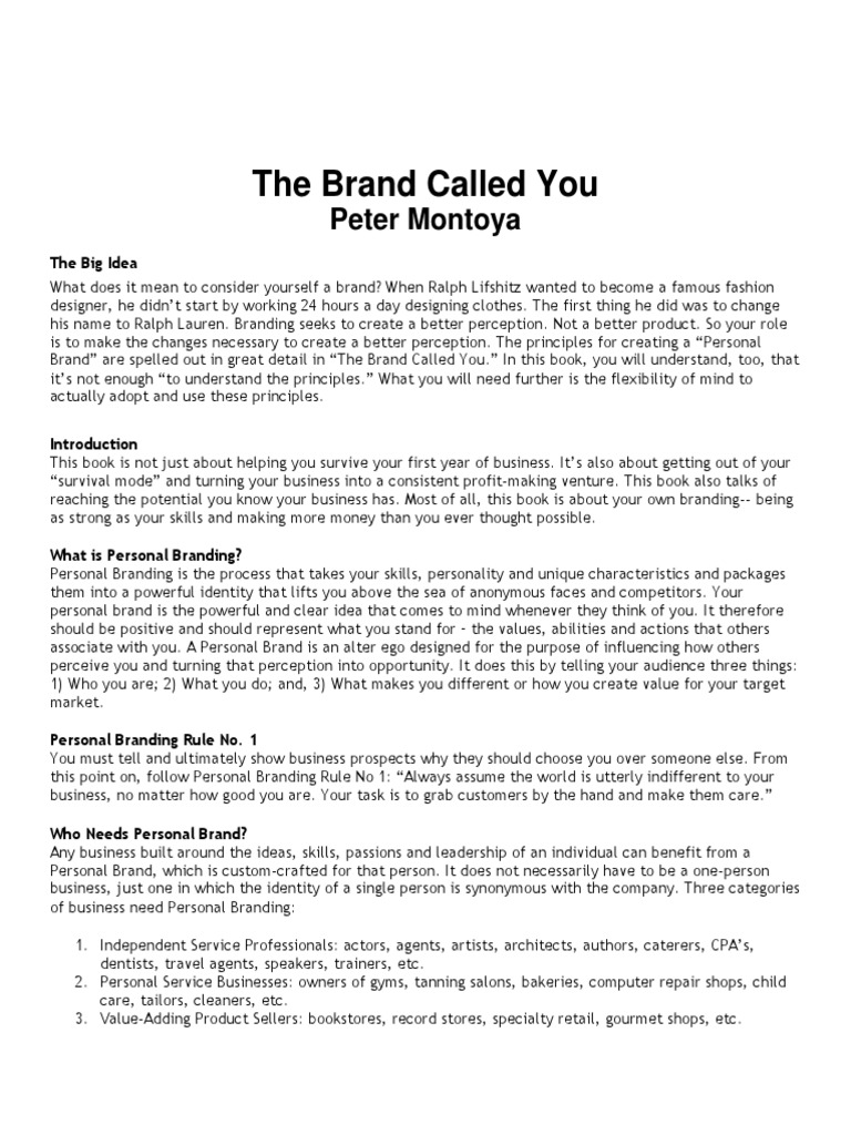 The Brand Called You | PDF | Brand | Marketing