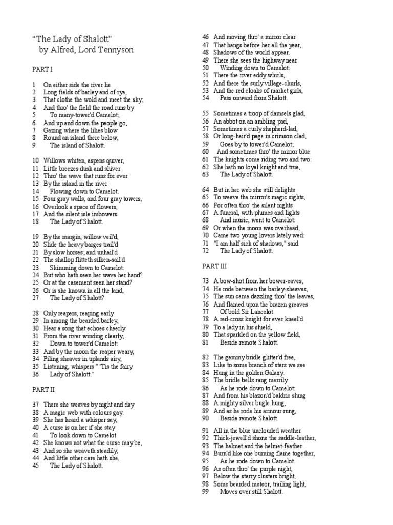 "The Lady of Shalott" by Alfred, Lord Tennyson | Download Free PDF | Nature