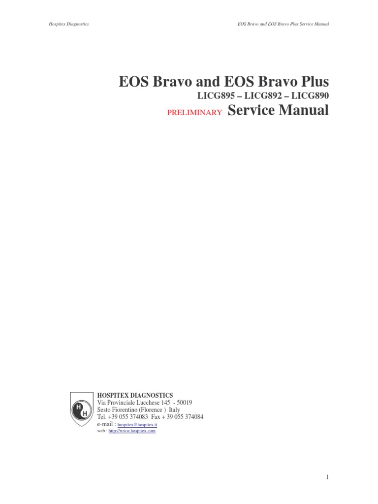 Hospitex EOS Bravo Analyzer - Service Manual PDF | PDF | Electrical ...