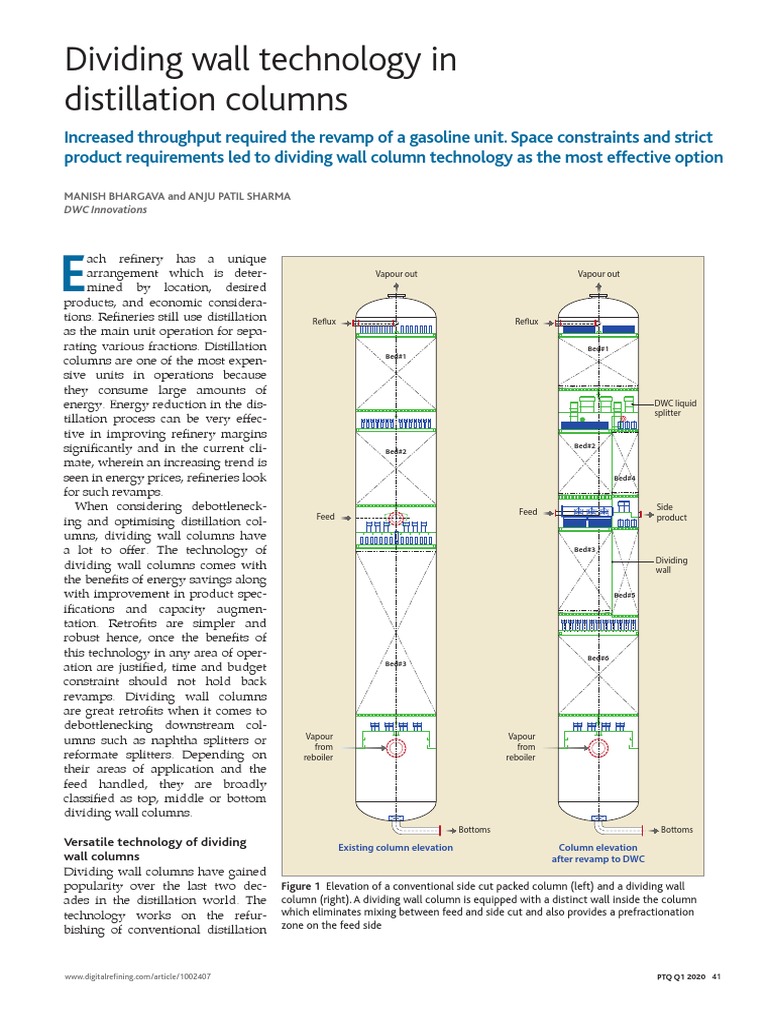 Dividing Wall Technology in Distillation Columns | PDF | Oil Refinery ...
