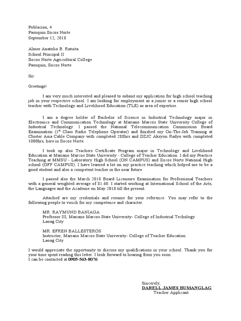 Application Letter - Inac | PDF