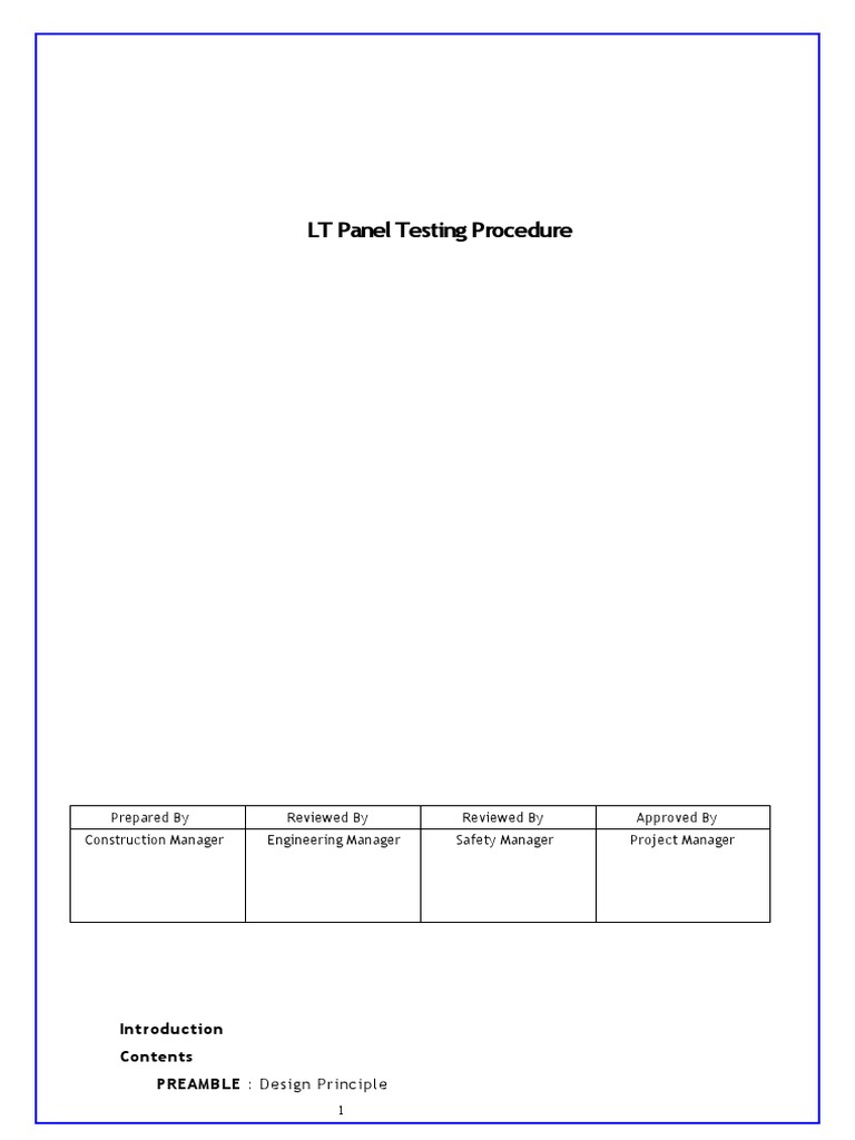 LT PANEL Testing Procedure | PDF | High Voltage | Transformer