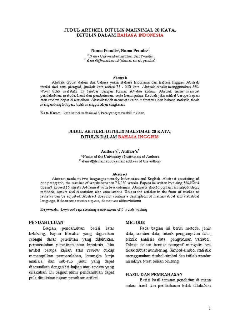 Contoh Format Naskah Publikasi | PDF