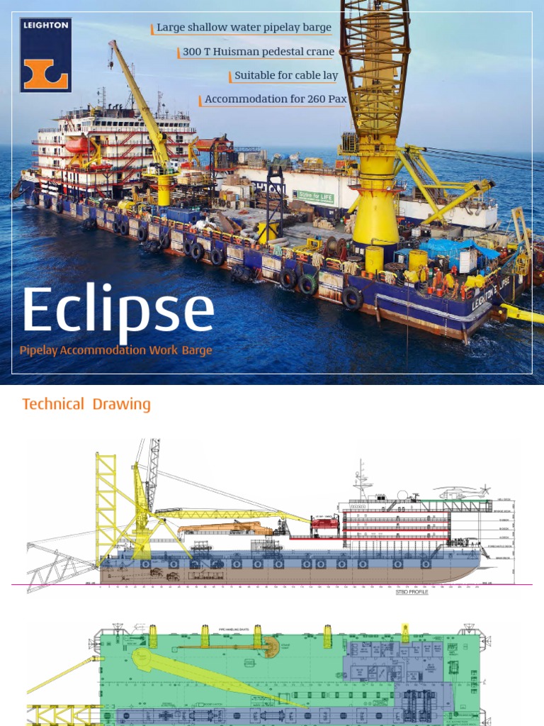 Leighton Eclipse Pipelay Accommodation Work Barge PDF | PDF | Crane ...