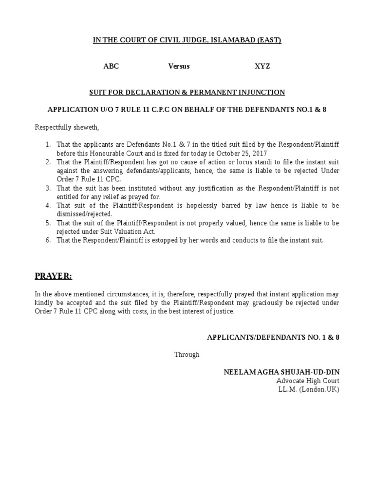 7 11 Sample Application With Affidavit | PDF | Affidavit | Lawsuit