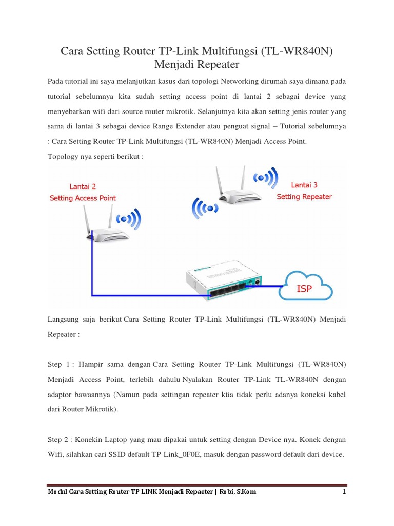 Cara Setting Router Menjadi Repaeter | PDF