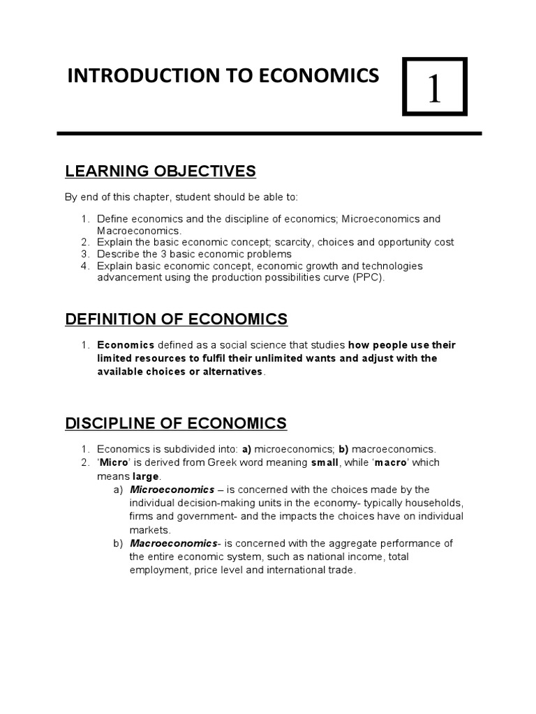 Chap 1 Introduction To Economics | PDF | Economics | Microeconomics