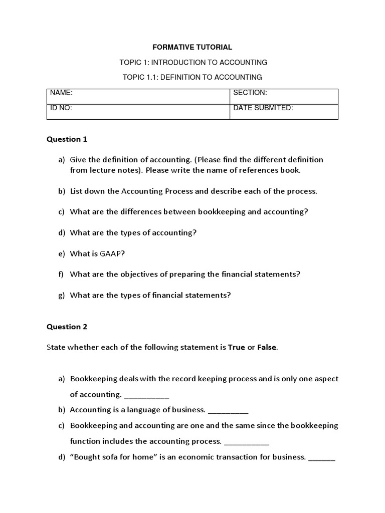 Tutorial Topic 1.1 PDF | PDF