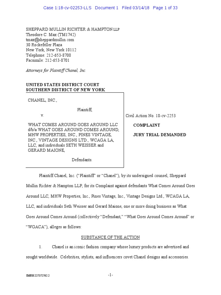 Chanel vs. WGACA: Trademark Dispute | PDF | Trademark | Counterfeit