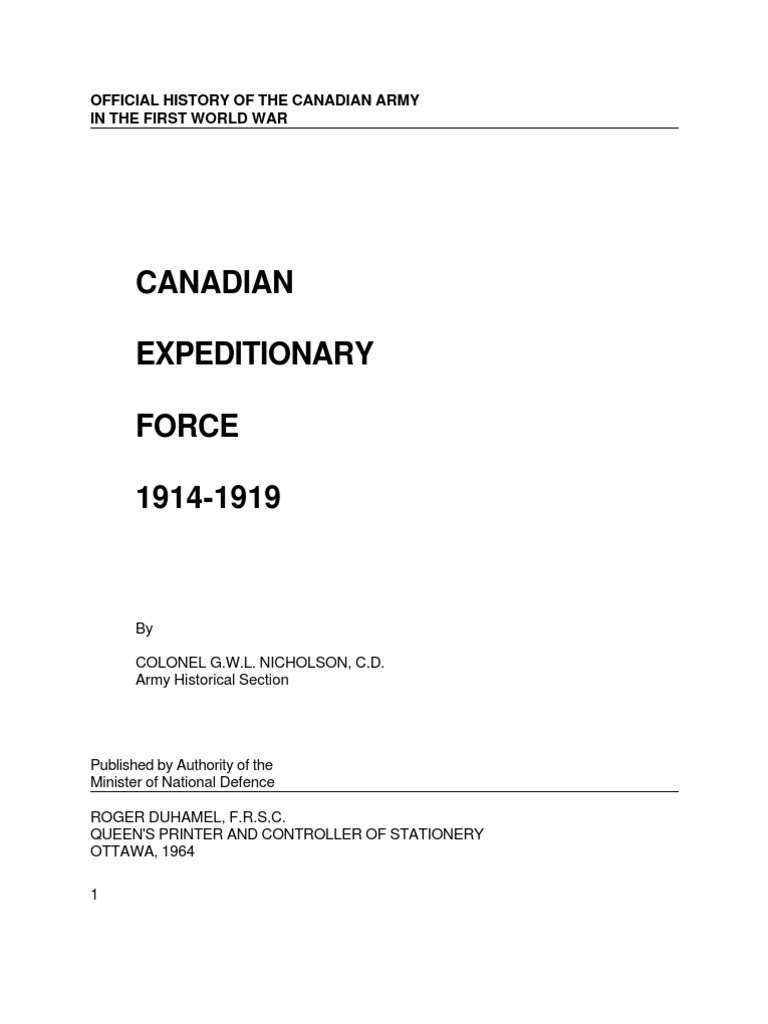 Official History of The Canadian Expeditionary Force | PDF | Militia ...