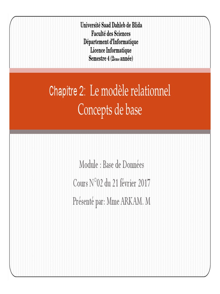 Chapitre 3 MR | PDF | Modèle relationnel | Bases de données