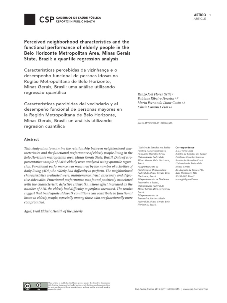 Perceived Neighborhood Characteristics and The Fun | PDF | Regression ...