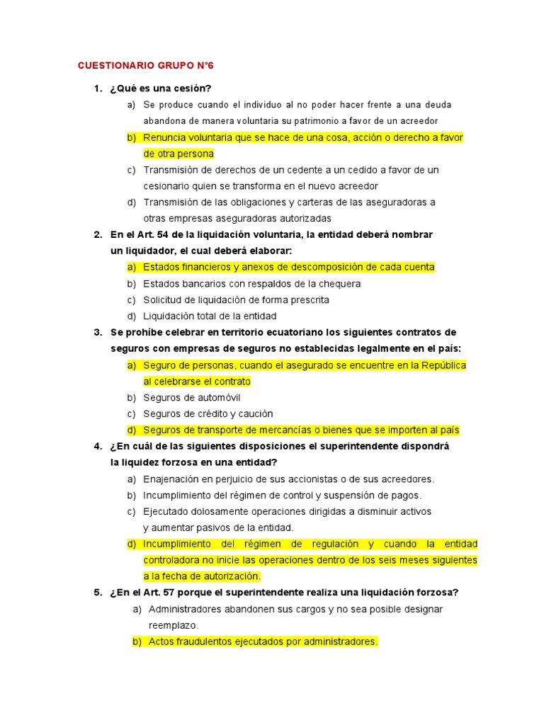 Cuestionario de Ifis | PDF | Póliza de seguros | Reaseguro