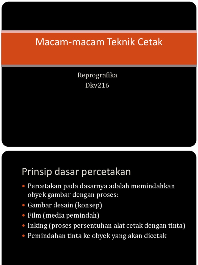 Macam-Macam Teknik Cetak. Reprografika Dkv216 | PDF | Griya & Taman | Seni