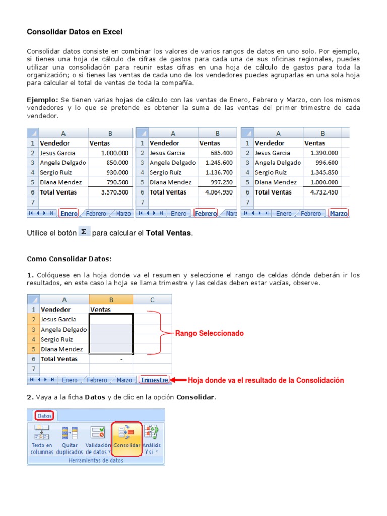 Consolidar Datos en Excel | PDF | Hoja de cálculo | Microsoft Excel