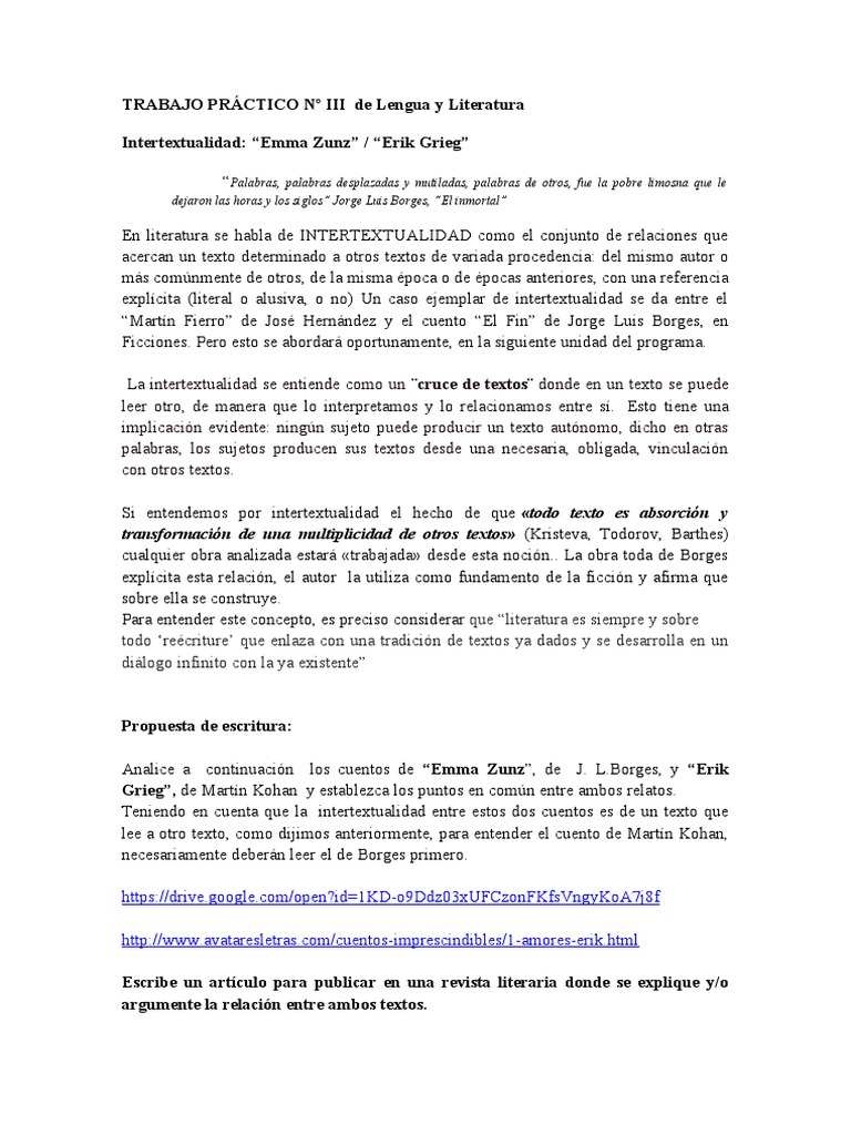 Análisis intertextual de los cuentos 'Emma Zunz' de Jorge Luis Borges y ...