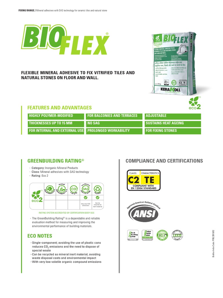 Bioflex 2015 IN - (EN) PDF | PDF | Adhesive | Concrete
