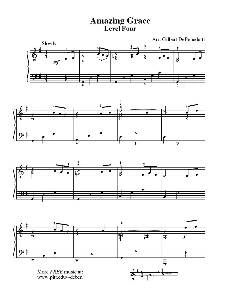 Amazing Grace Piano Sheet Music Free | PDF