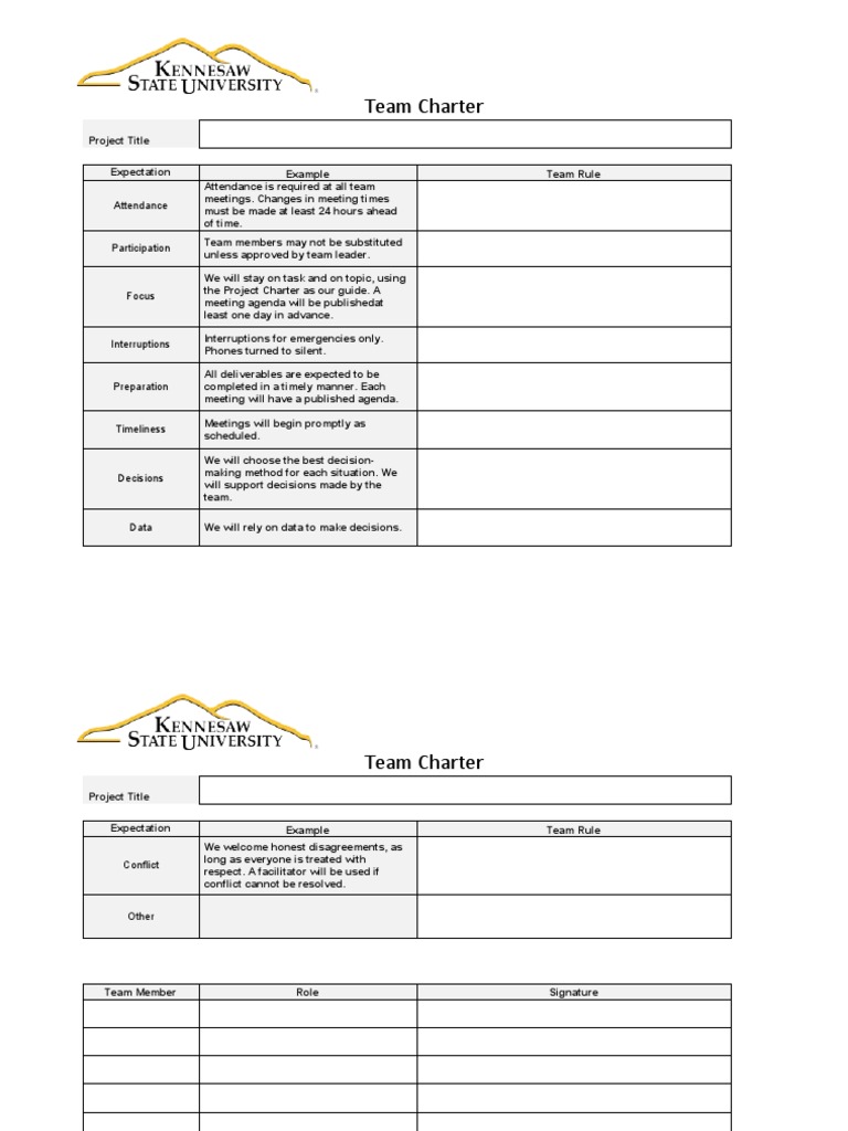Six Sigma Yellow Belt Team Charter Template | PDF | Government | Business