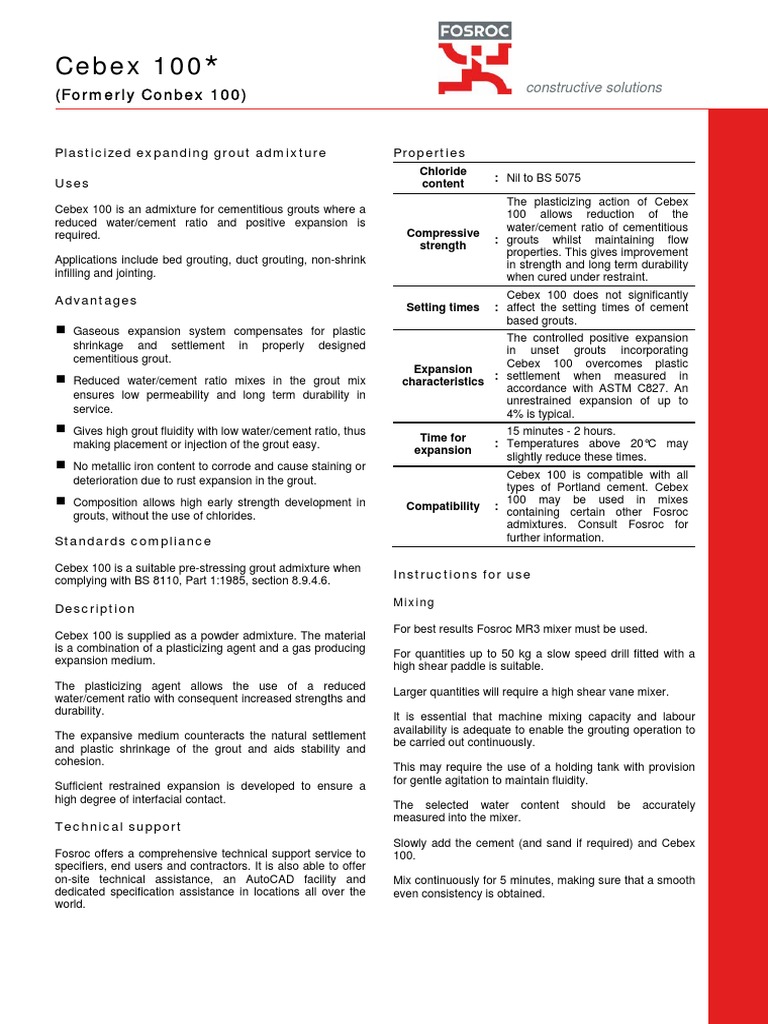 Cebex 100 PDF | PDF | Concrete | Cement