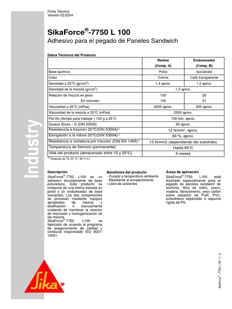Sikaforce-7750 L 100 PDF | PDF | Poliuretano | Sustancias químicas
