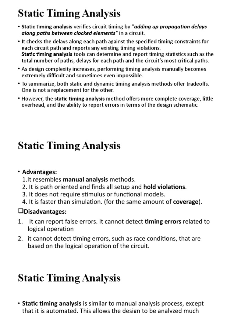 Static Timing Analysis: Overview & Benefits | PDF | Applied Mathematics ...