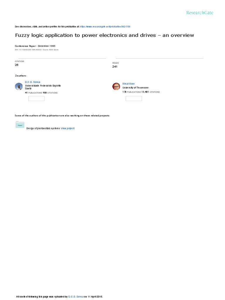 Fuzzy Logic Application To Power Electronics and Drives - An Overview ...