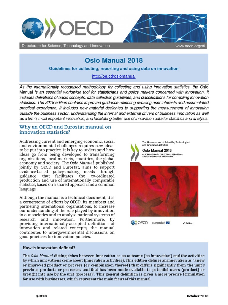 Oslo Manual 2018 Guidelines For Collecting Reporting And Using Data