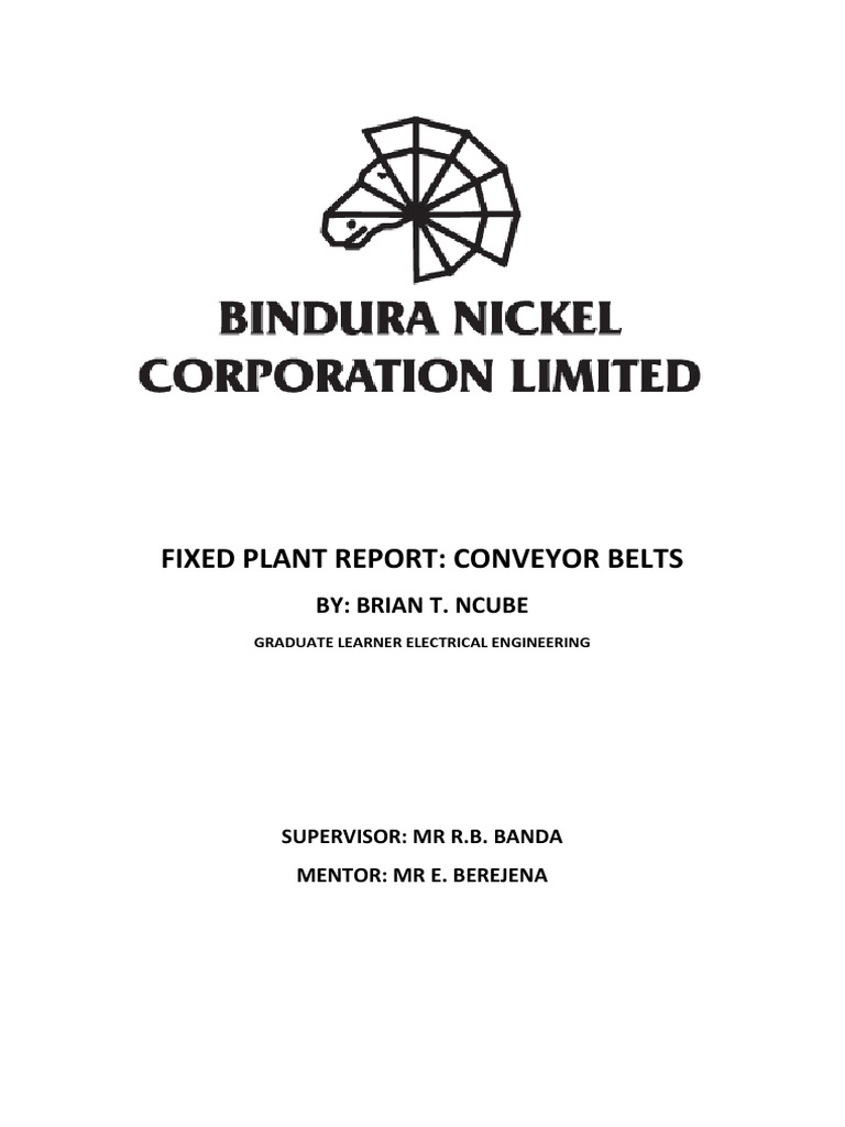 Fixed Plant Report: Conveyor Belts: By: Brian T. Ncube | PDF | Belt ...