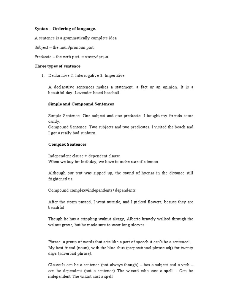 Syntax - Ordering of Language | PDF | Language Arts & Discipline