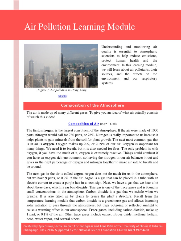Air Pollution Learning Module: Composition of The Atmosphere | PDF ...