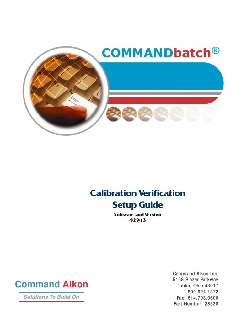 Calibration Verification Setup Guide: Software and Version 4/29/13 ...