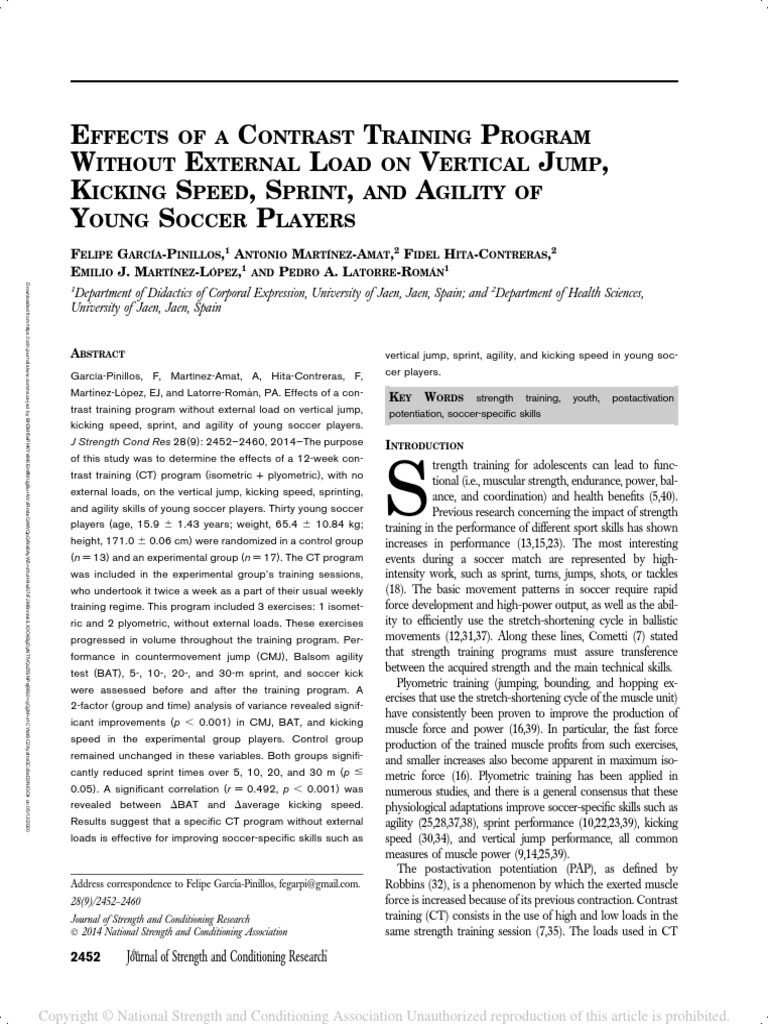 Effects of A Contrast Training Program Without External Load On ...
