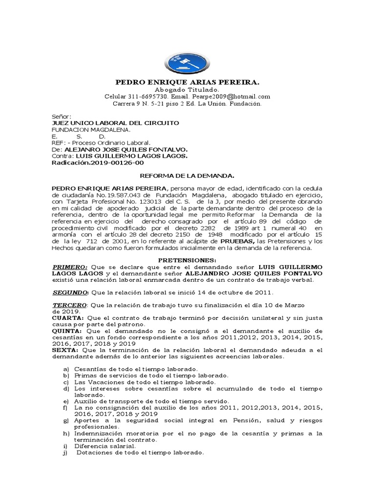 Reforma Demanda Alejandro Quiles. | PDF