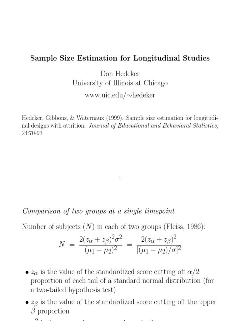 Sample Size Estimation For Longitudinal Studies Don Hedeker University ...