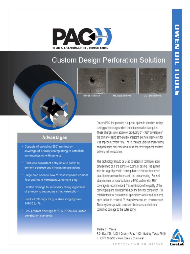 Custom Design Perforation Solution: Advantages | PDF | Casing (Borehole ...