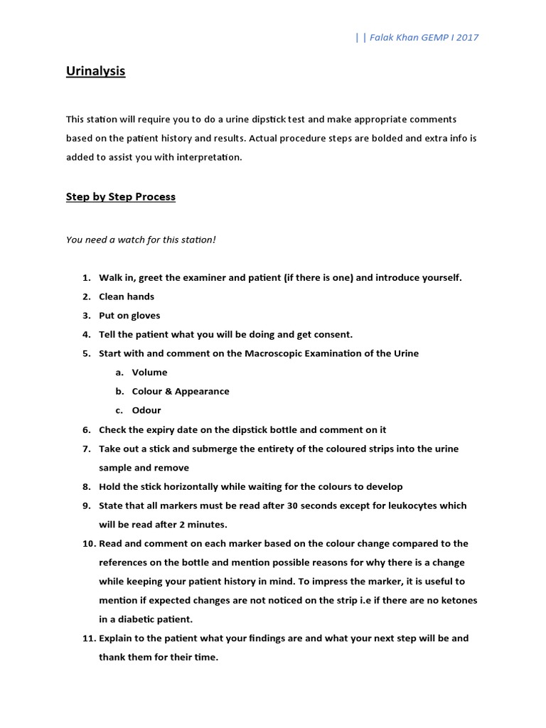 Urinalysis Checklist | PDF | Urine | Urinary Tract Infection