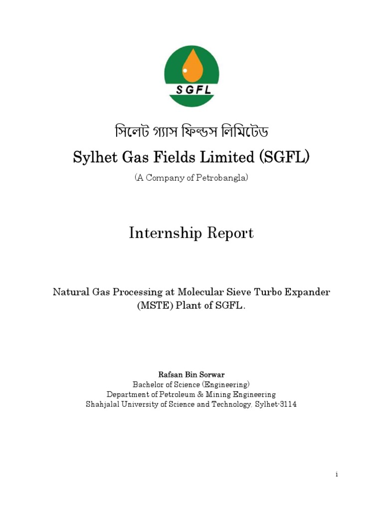 Sylhet Gas Fields Limited (SGFL) : Natural Gas Processing at Molecular ...