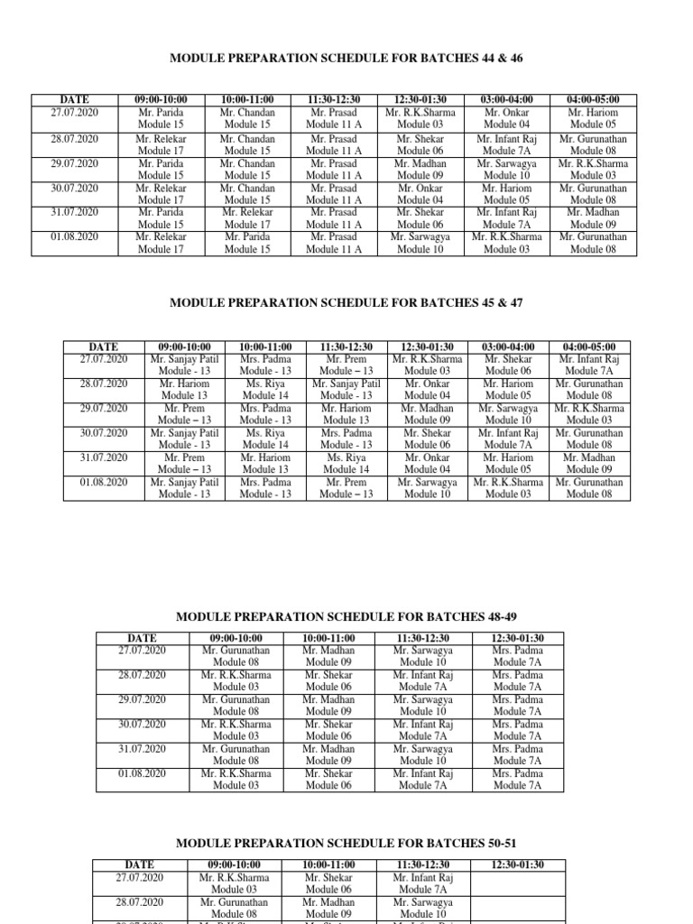 Module Schedule 26 July - 01 Aug | PDF