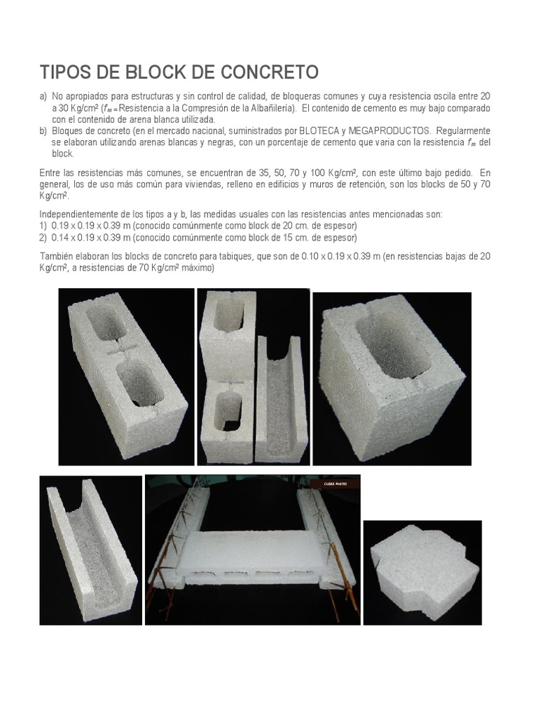Tipos de Block de Concreto | PDF