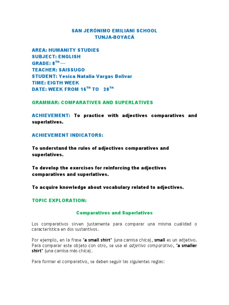 Comparatives and Superlatives in English | PDF | Semantics | Cognitive ...