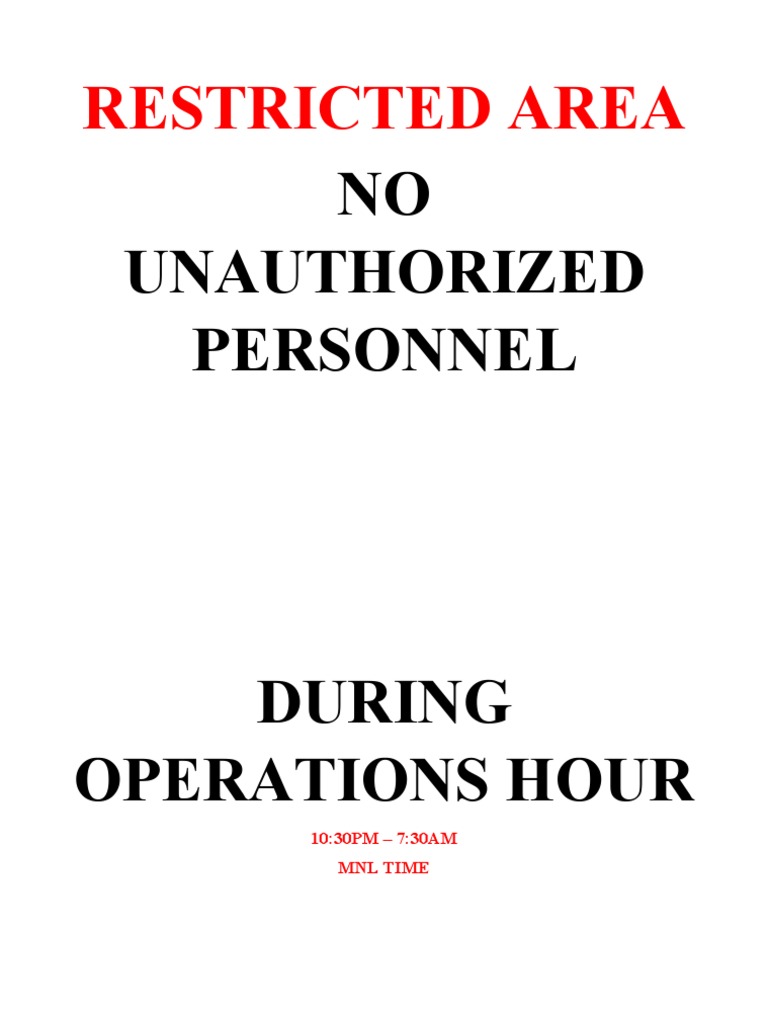 Restricted Area Access Hours | PDF
