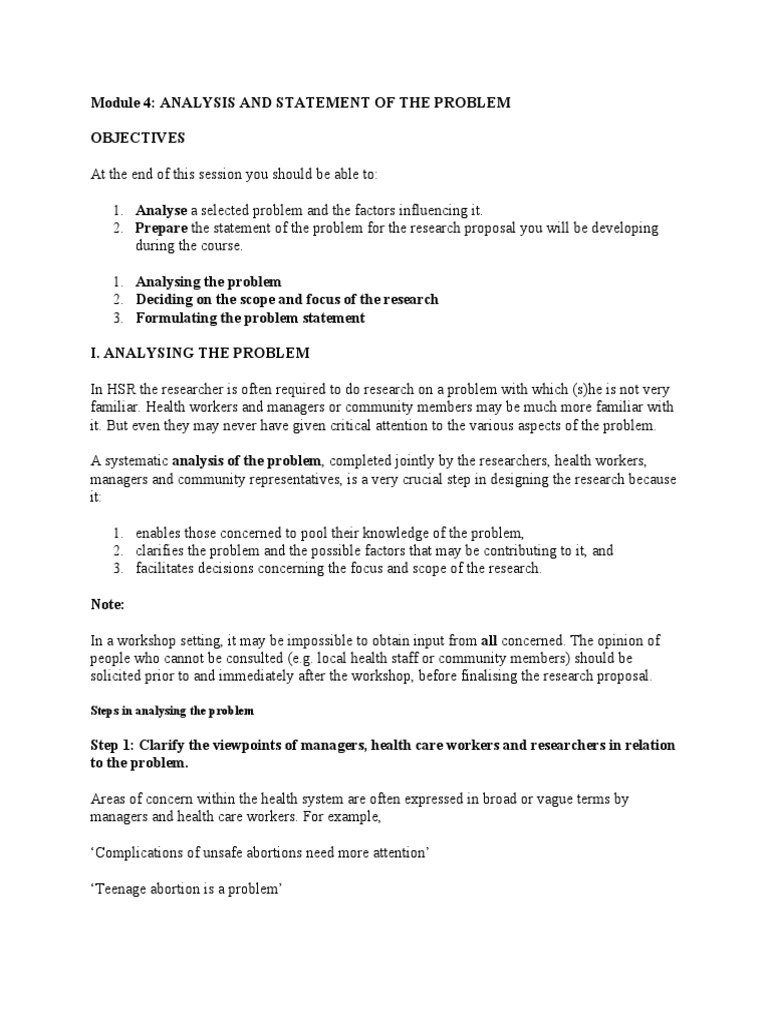 Module 4: Analysis and Statement of The Problem Objectives | PDF ...