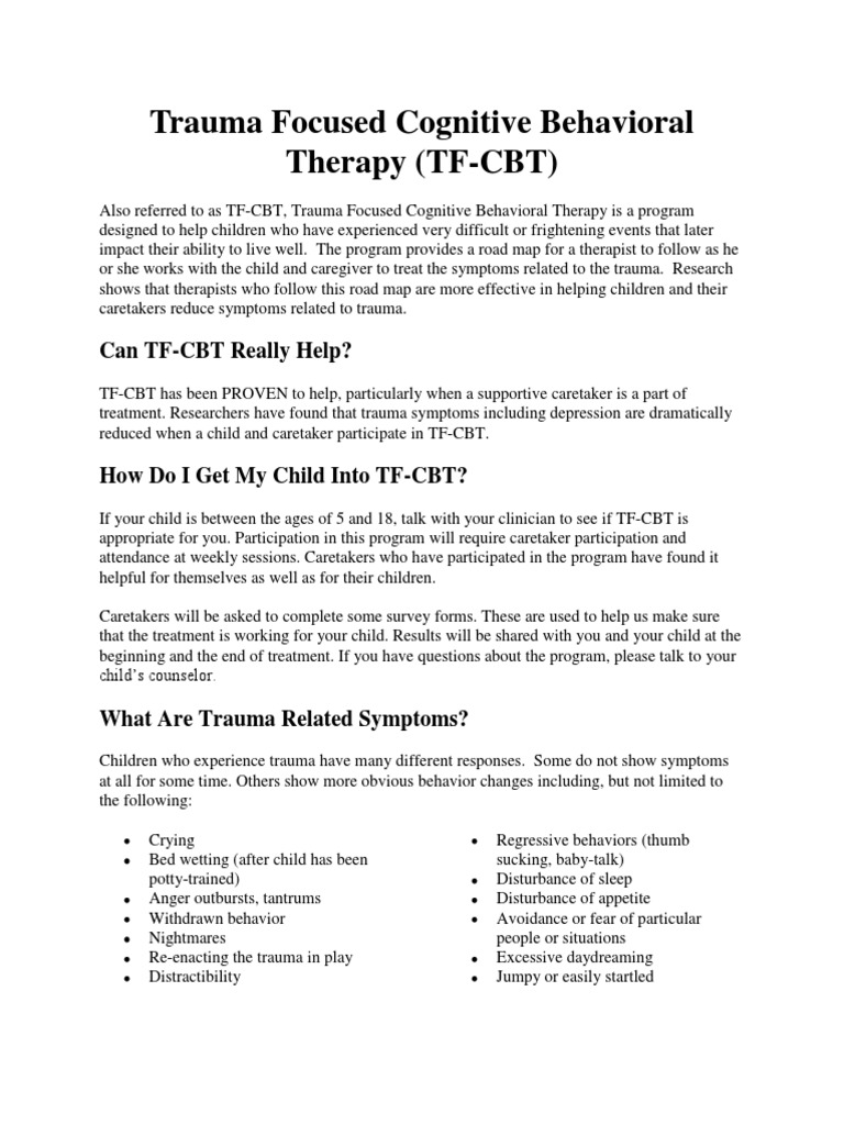 Trauma Focused Cognitive Behavioral Therapy | PDF | Psychological ...