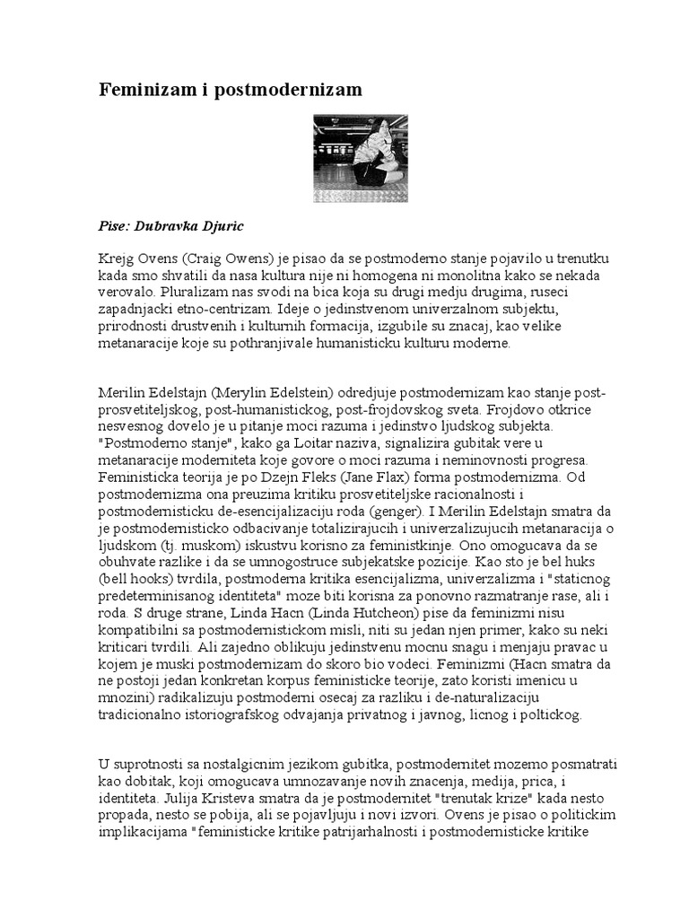 Feminizam I Postmodernizam | PDF