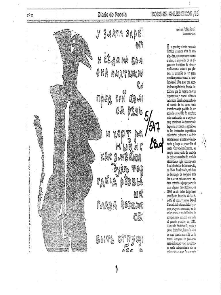 A.A.V.V. Dossier Jlebnikov Diario de Poesía PDF | PDF
